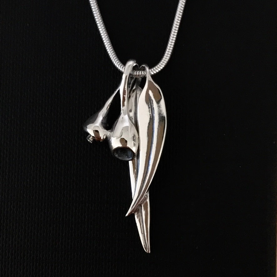 Gumnut and gum leaf pendant - Optional chains – Silver Earth Design