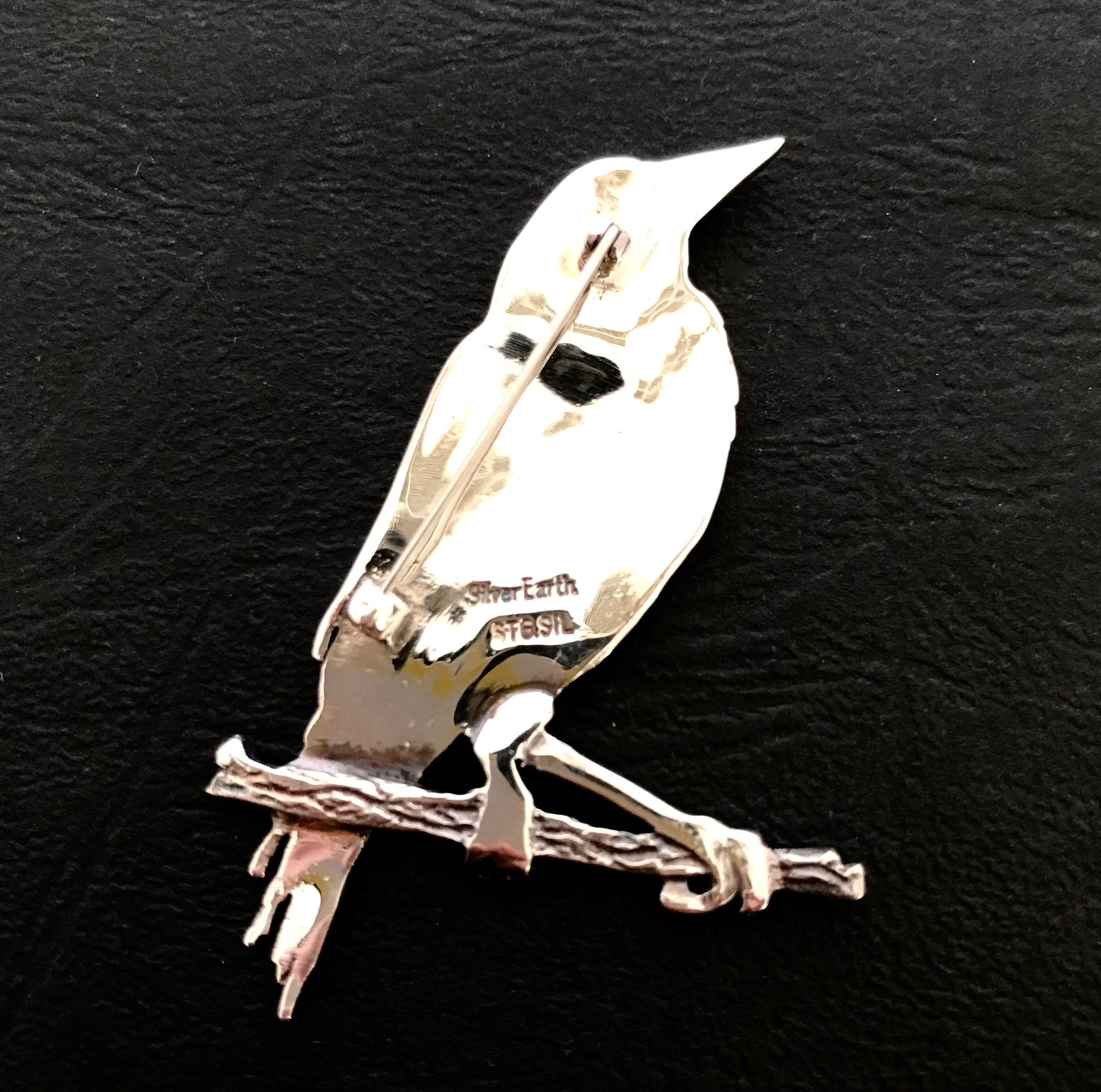 Magpie Brooch- Sterling Silver, enamel – Silver Earth Design